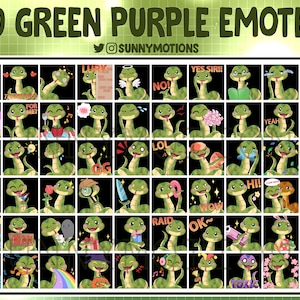 60x Cute Green Snake Twitch Emotes Bundle, Discord, Kawaii Snakes ...