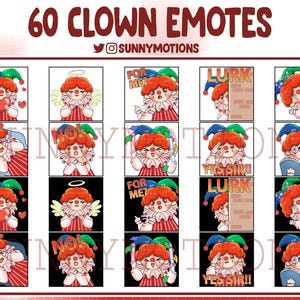 60 Chibi Clowns Twitch Emotes Bundle, Discord, Streamer, Kawai Funny ...