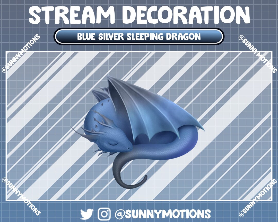 Animated Stream Decoration Blue Sliver Dragon Sleeping / Winter ...
