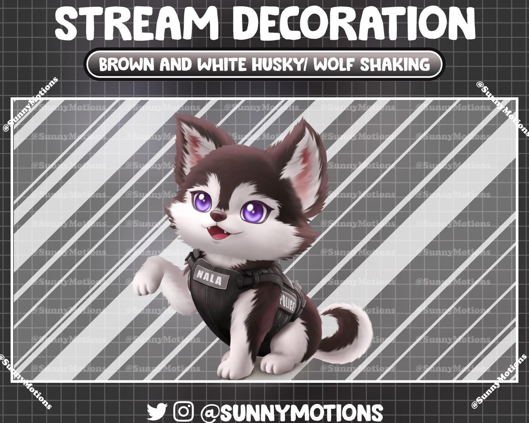 Animated Stream Decoration: Aesthetic Brown and White Husky Pup Shake ...