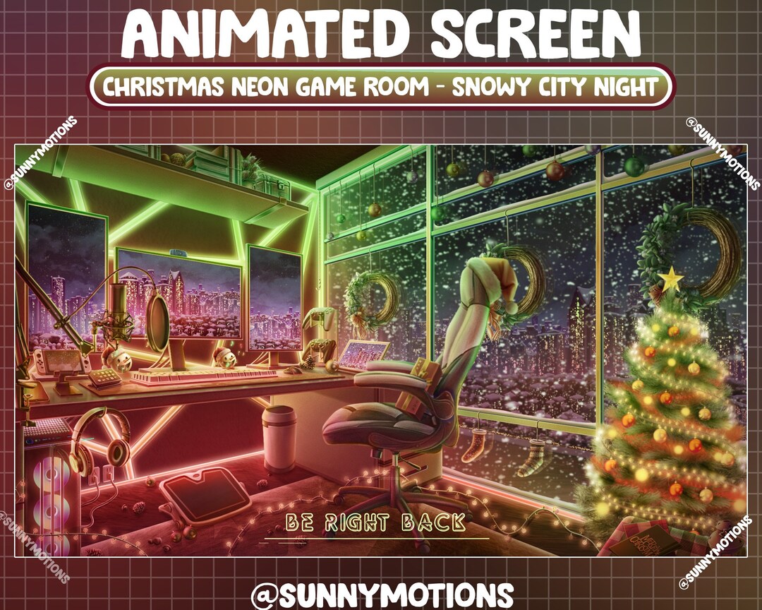 ANIMATED Twitch Stream Screen: Christmas Cyberpunk Futuristic Neon Game ...