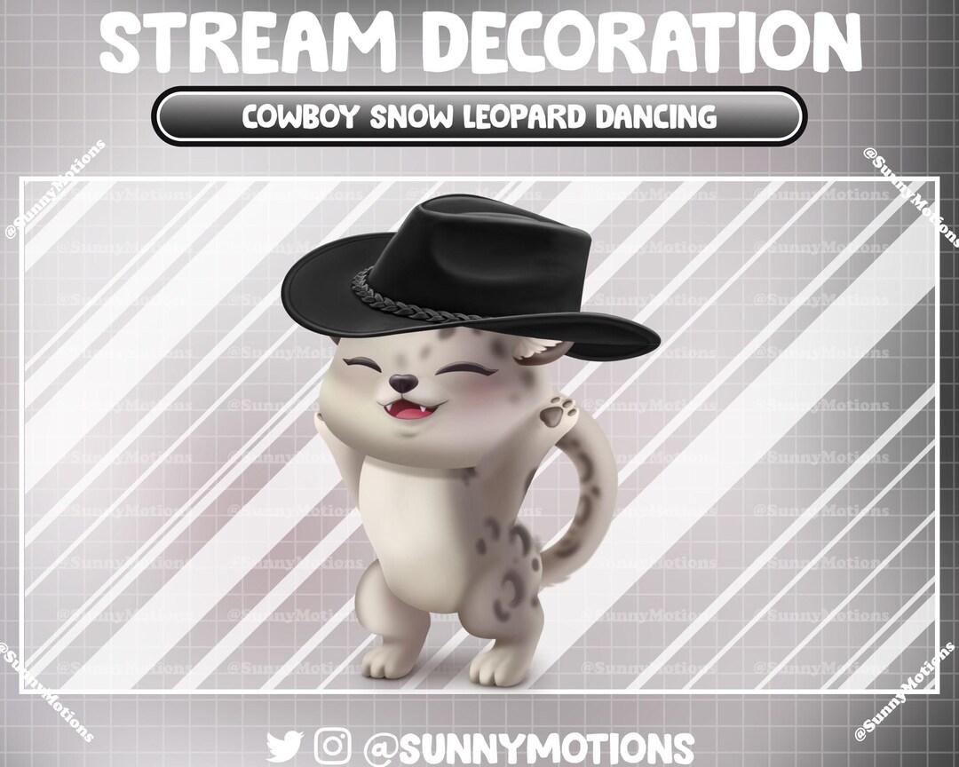 Animated Stream Decoration: Aesthetic Cowboy Grey Snow Leopard Dancing ...