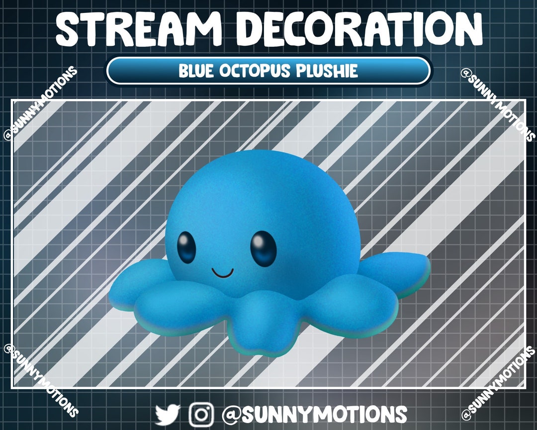 Animated Stream Decoration: Cute Blue Octopus Plushie Twitch Overlay ...