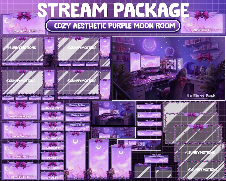 ANIMATED Twitch Overlay Stream Package: Lo-fi Vibe Aesthetic - Etsy UK