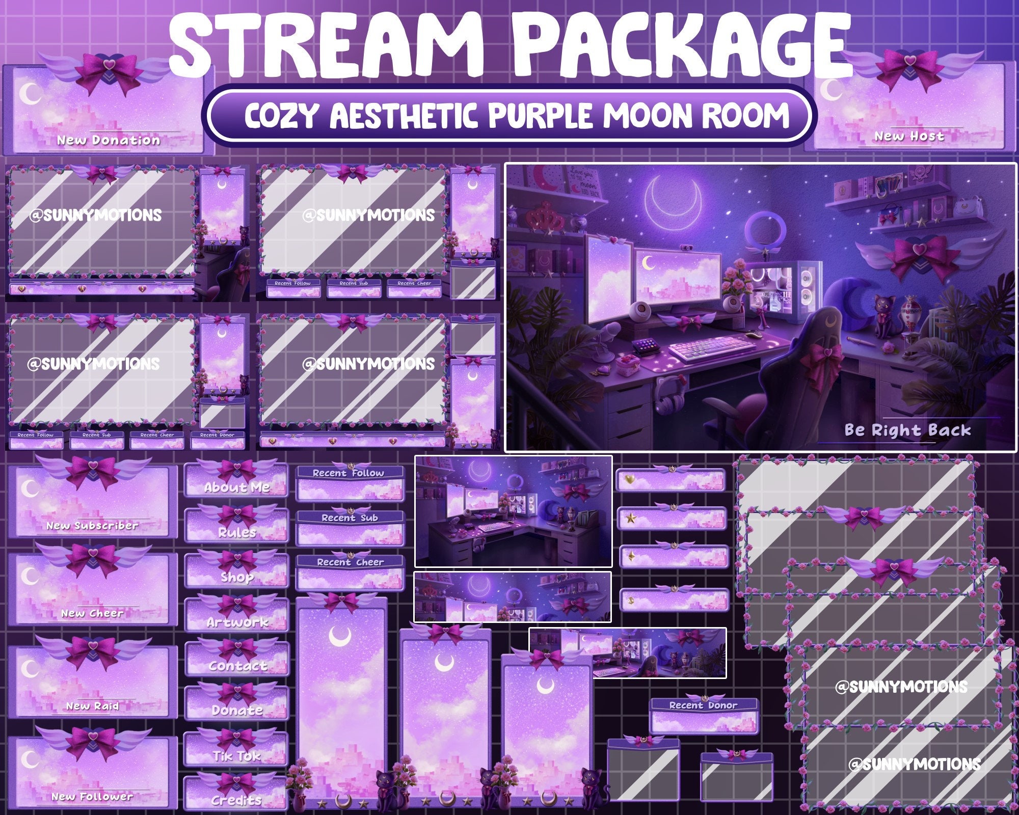 ANIMATED Twitch Overlay Stream Package: Lo-fi Vibe Aesthetic Plant Room ...