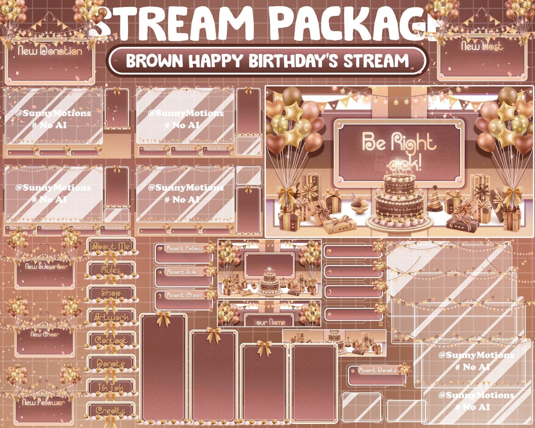 ANIMATED Stream Package: Pastel Brown Cozy Happy Birthday's Stream Room ...