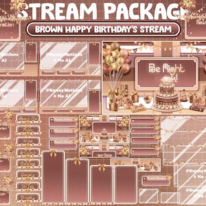 ANIMATED Stream Package: Pastel Brown Cozy Happy Birthday's Stream Room ...