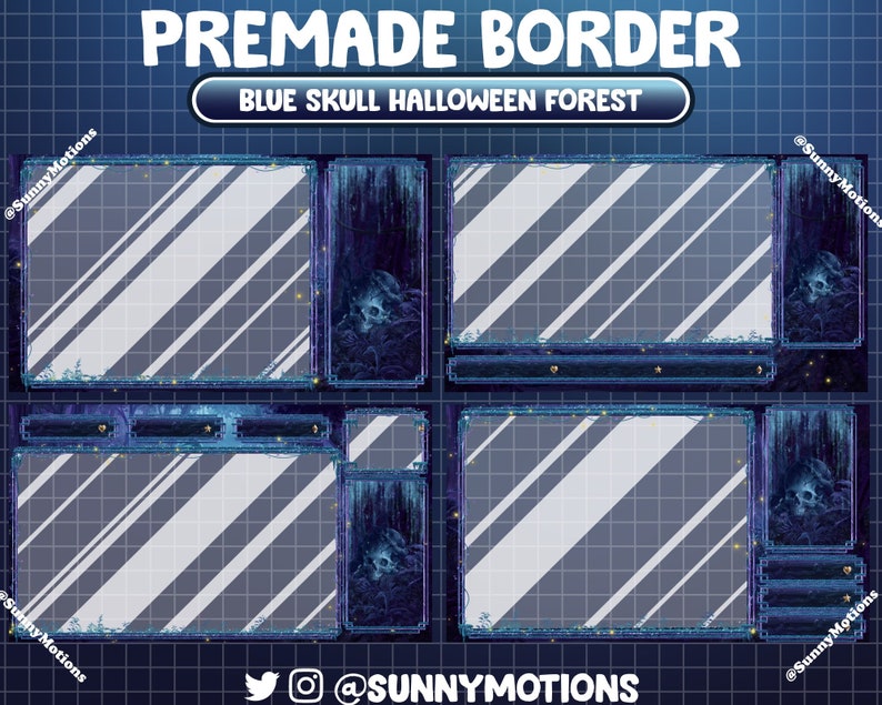 ANIMATED Twitch Overlay Stream Package: Giant Skull in Teal Blue Purple ...