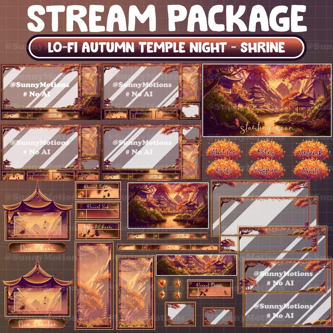 ANIMATED Stream Package: Lo-fi Autumn Japanese Ancient Temple Twitch ...