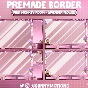 ANIMATED Twitch Overlay Stream Package: Lo-fi Aesthetic Pink Monkey ...