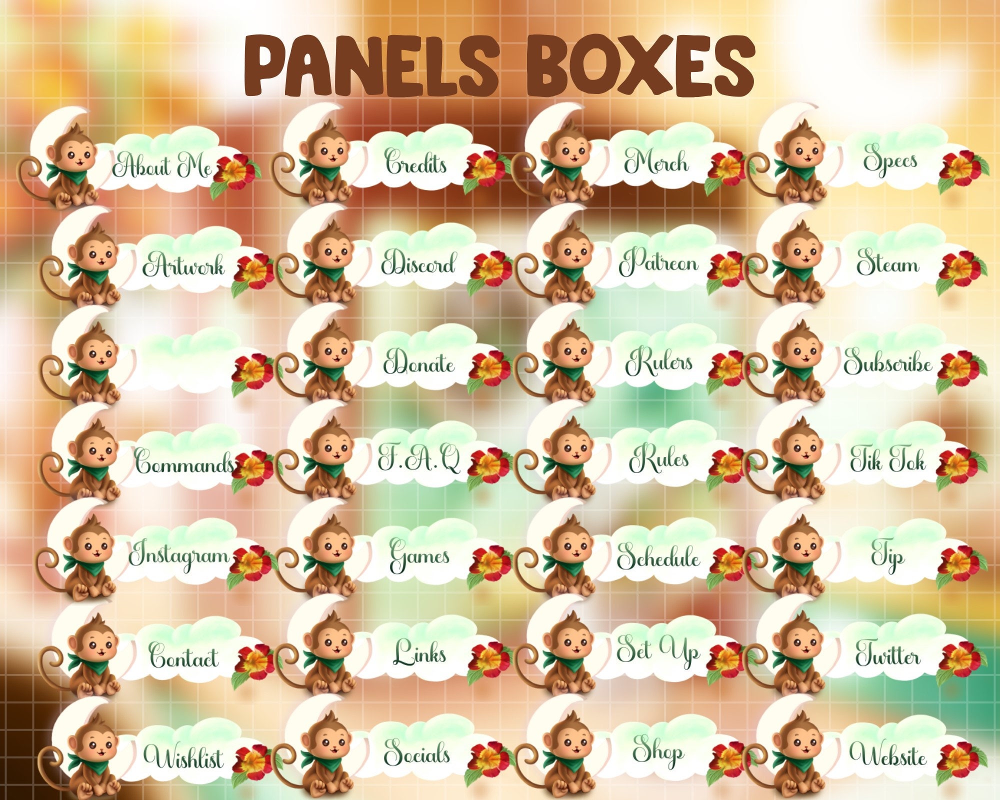 ANIMATED Twitch Overlay Stream Package / Lo-fi Aesthetic Brown Monkey ...
