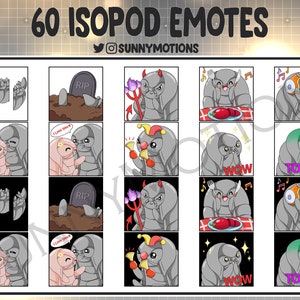 60x Cute Chibi Isopod Twitch Emotes, Roly Poly Pug Emoji, Shrimp ...