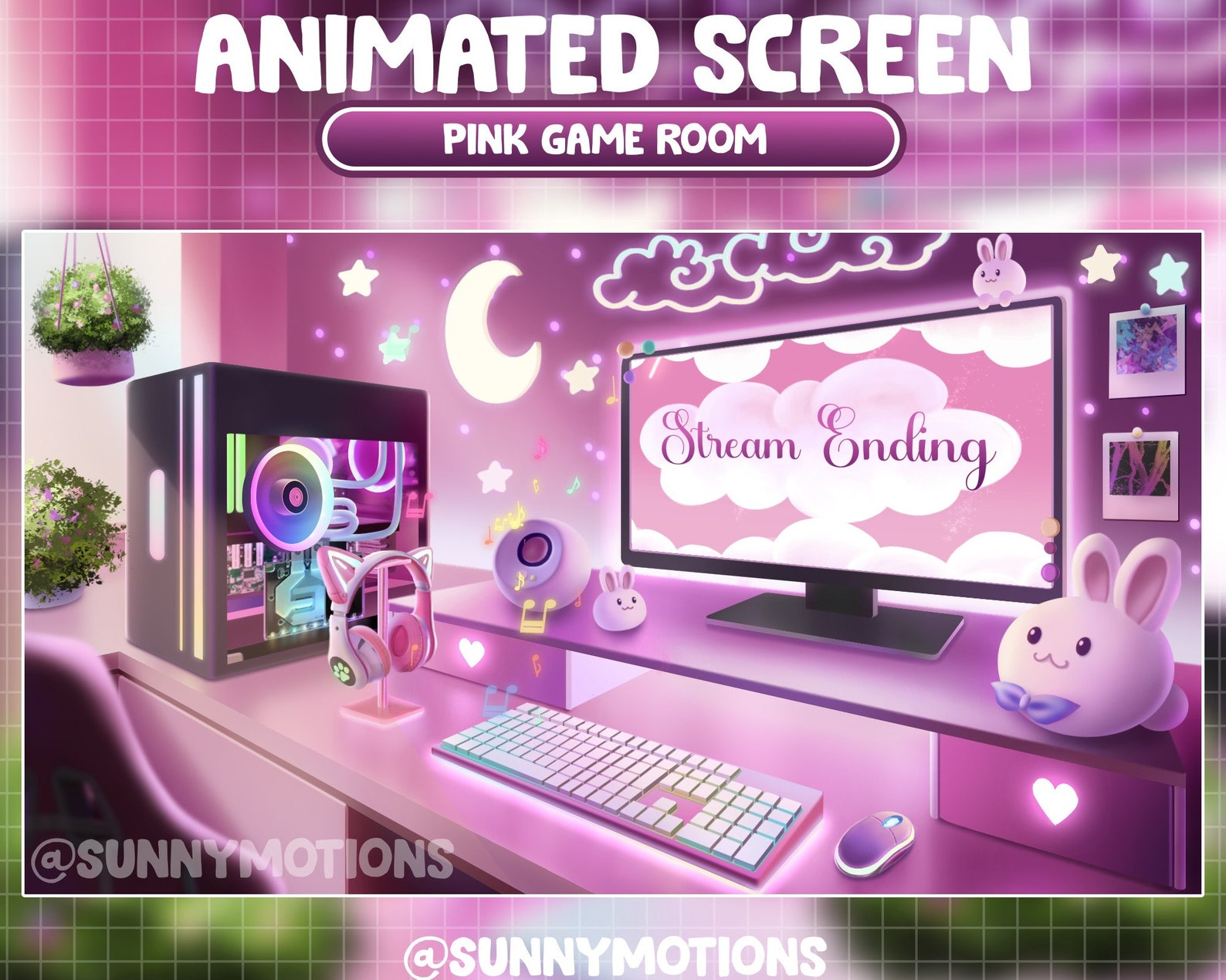 ANIMATED Twitch Overlay / Lo-fi Aesthetic Gaming PC Room Scenes / Retro ...