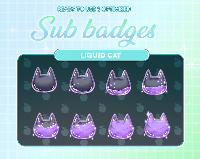 Purple Liquid Cat Bottle Twitch Sub Bit Badges / Kawaii Star Bottle ...