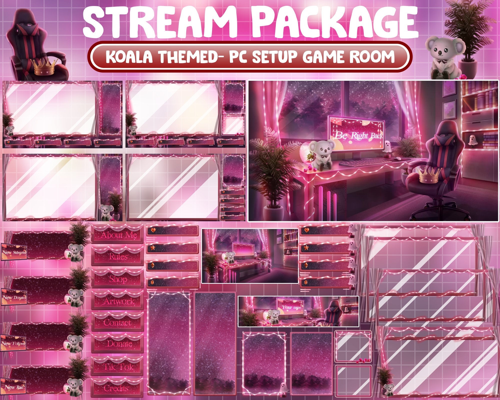 ANIMATED Twitch Overlay Stream Package / Lo-fi Red Aesthetic - Etsy