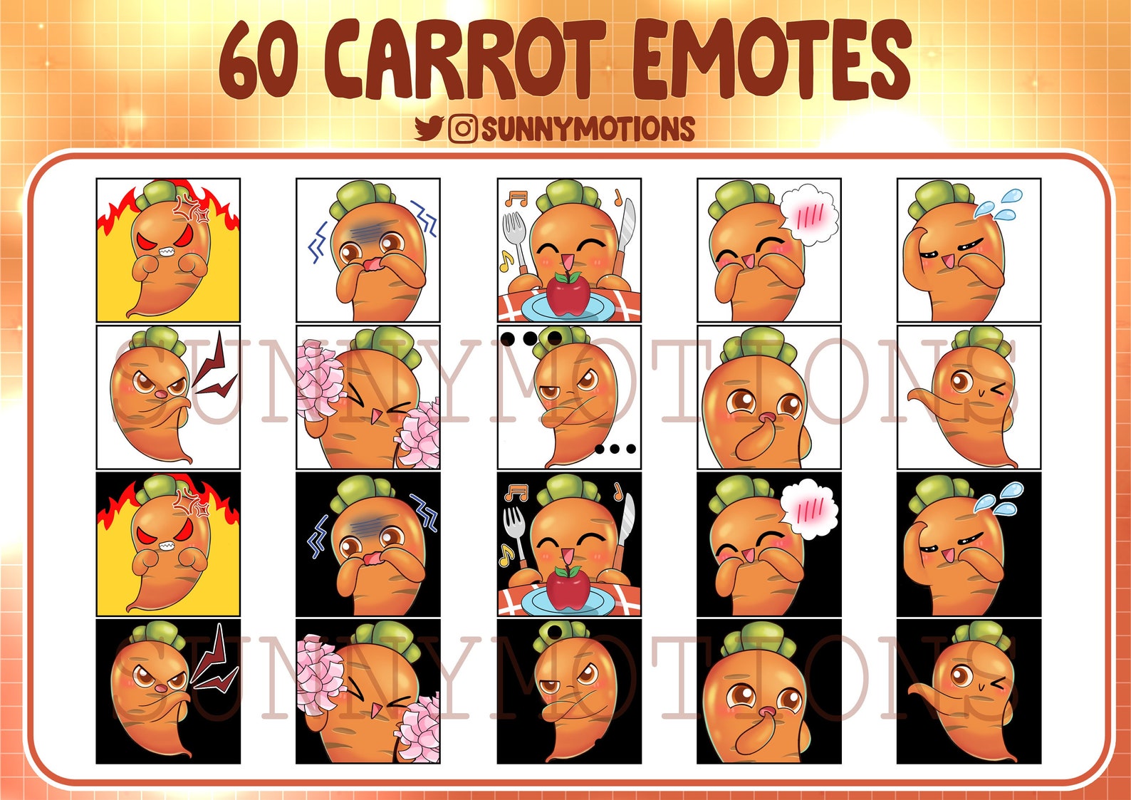 60 Cute Carrot Twitch Emotes, Discord Streamer, Kawai Yummy Root ...