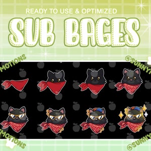 8x Kawaii Bandana Black Cat Twitch Sub Bit Badges / Rich Cowboy Kitty ...