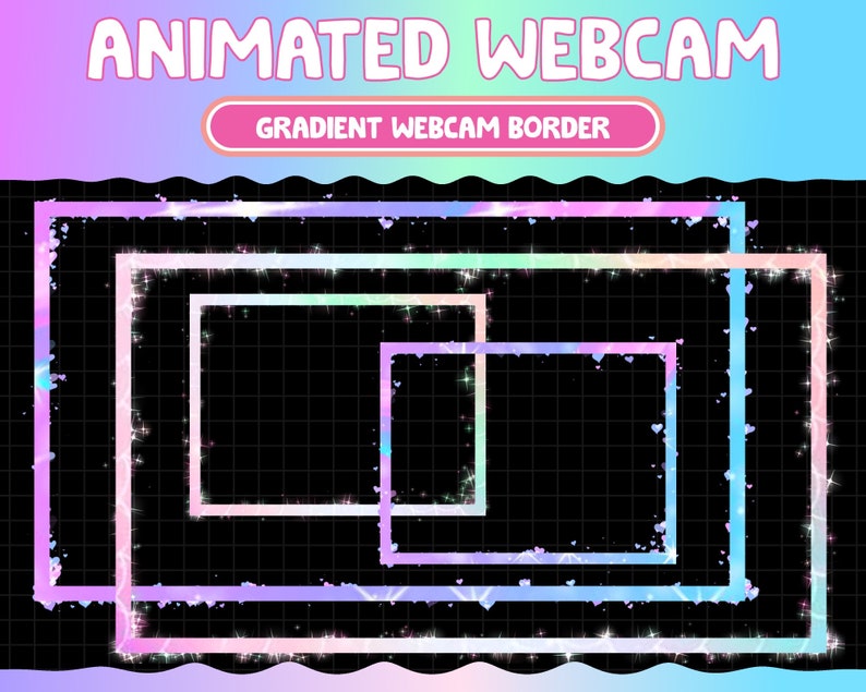 4x ANIMATED Twitch Fantasy Galaxy Webcam Border Frame / Kawaii Rainbow ...