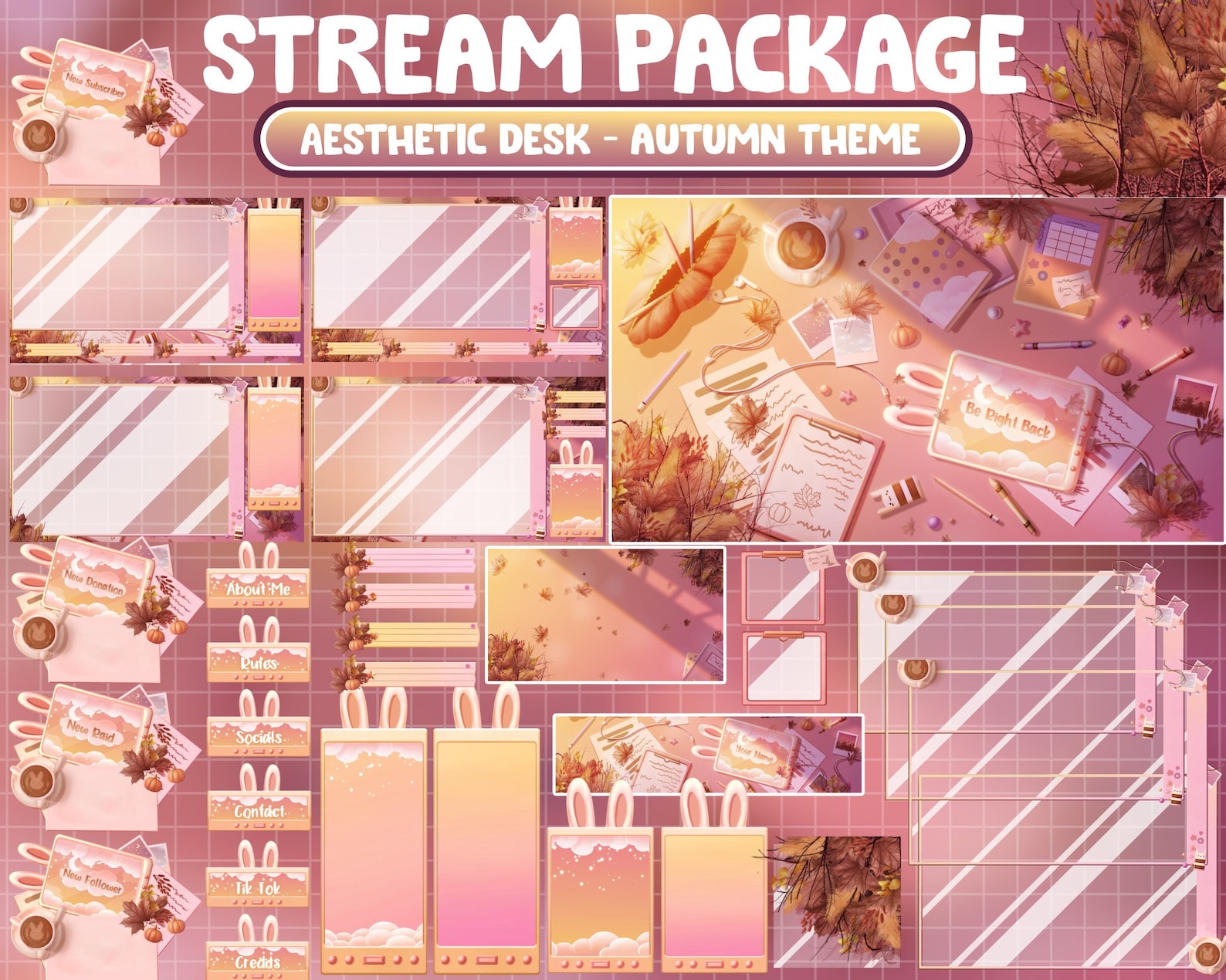 Animated Twitch Stream Package Overlay / Retro Lofi Desk / Cozy ...