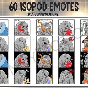 60x Cute Chibi Isopod Twitch Emotes, Roly Poly Pug Emoji, Shrimp ...