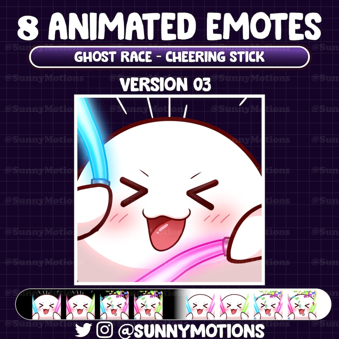 Animated Twitch Emotes: Cute Ghost Rave Light Stick P2, Confetti ...