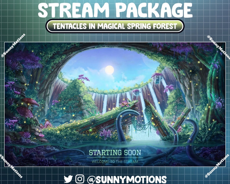 ANIMATED Stream Package: Tentacles Octopus in Green Magical Spring ...