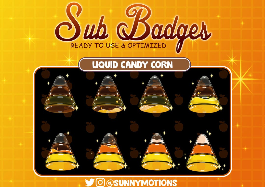 8 Yellow Orange Liquid Candy Corn Twitch Tier Sub Badges, Thanksgiving ...