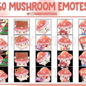 Cute Mushroom Twitch Emotes Bundle, Discord, Streamer, Kawai Fall ...