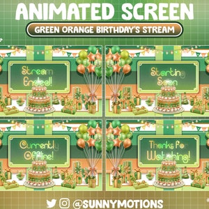 FULL ANIMATED Stream Package: Pastel Green Orange Cozy Birthday Stream ...
