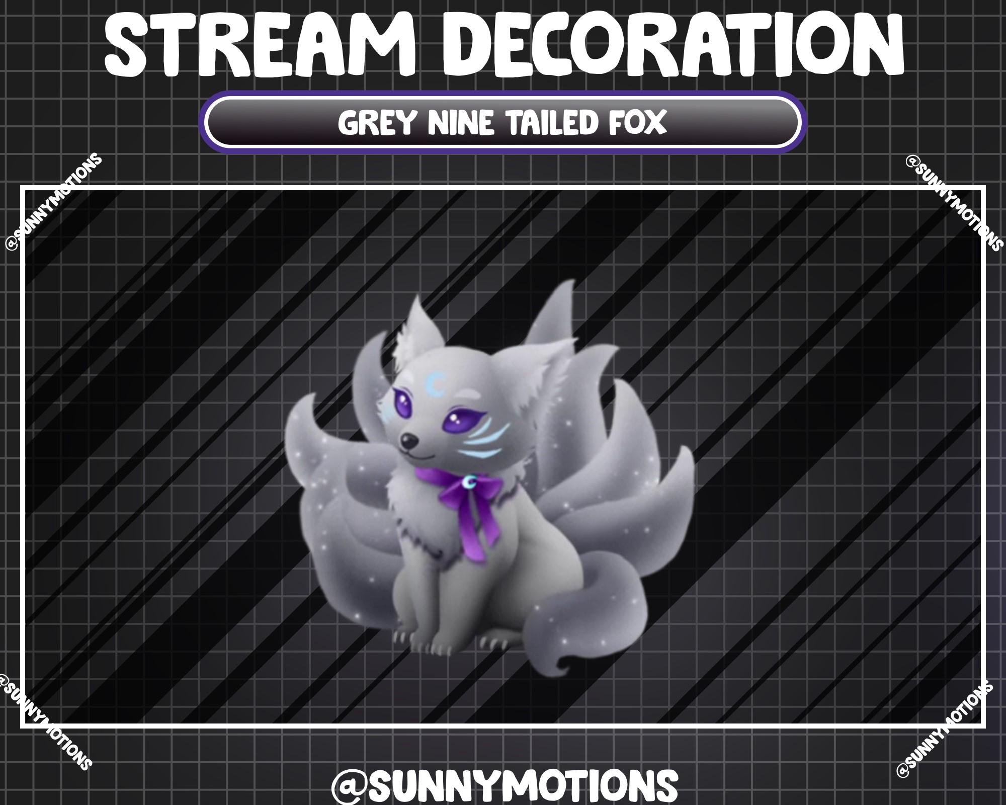 Animated Stream Decoration: Aesthetic Grey Nine Tailed Fox, Night ...