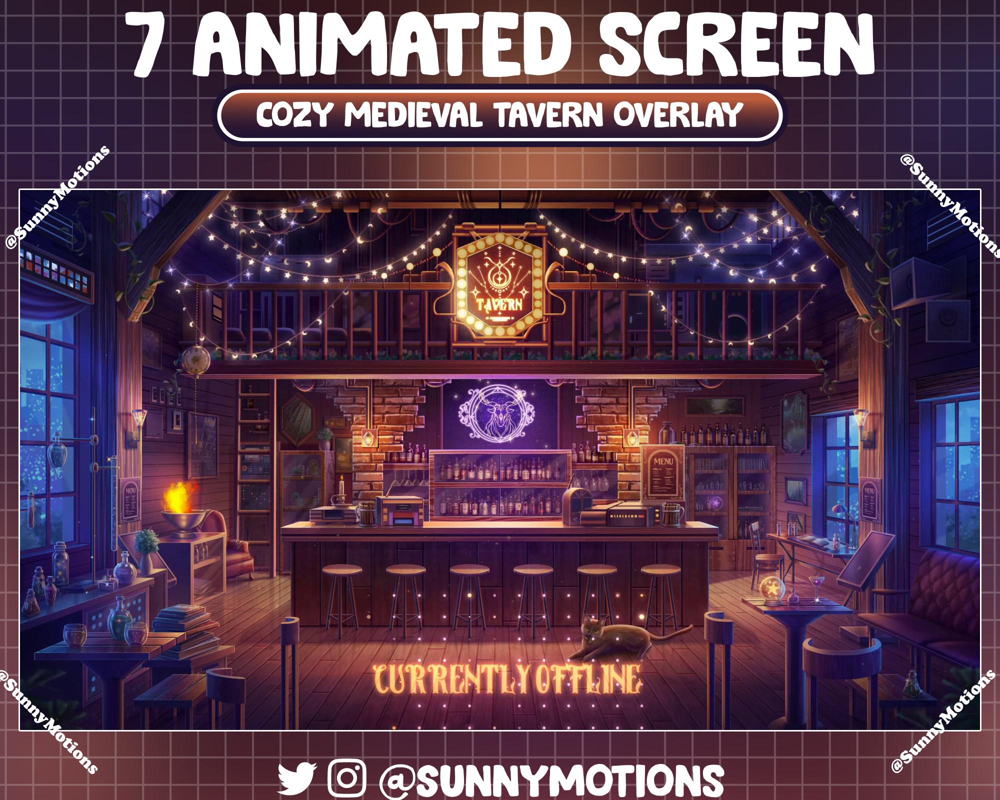 Animated Lo-fi Purple Orange Cozy Medieval Tavern, Witchy House Twitch ...