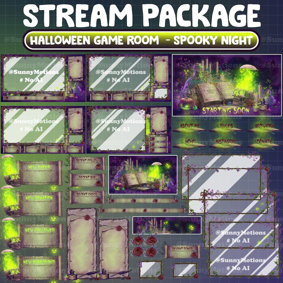 ANIMATED Stream Package: Lo-fi Aesthetic Purple Green Witchcraft ...