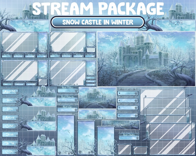 Animated Twitch Stream Package Overlay / Fantasy Snowy Castle - Etsy