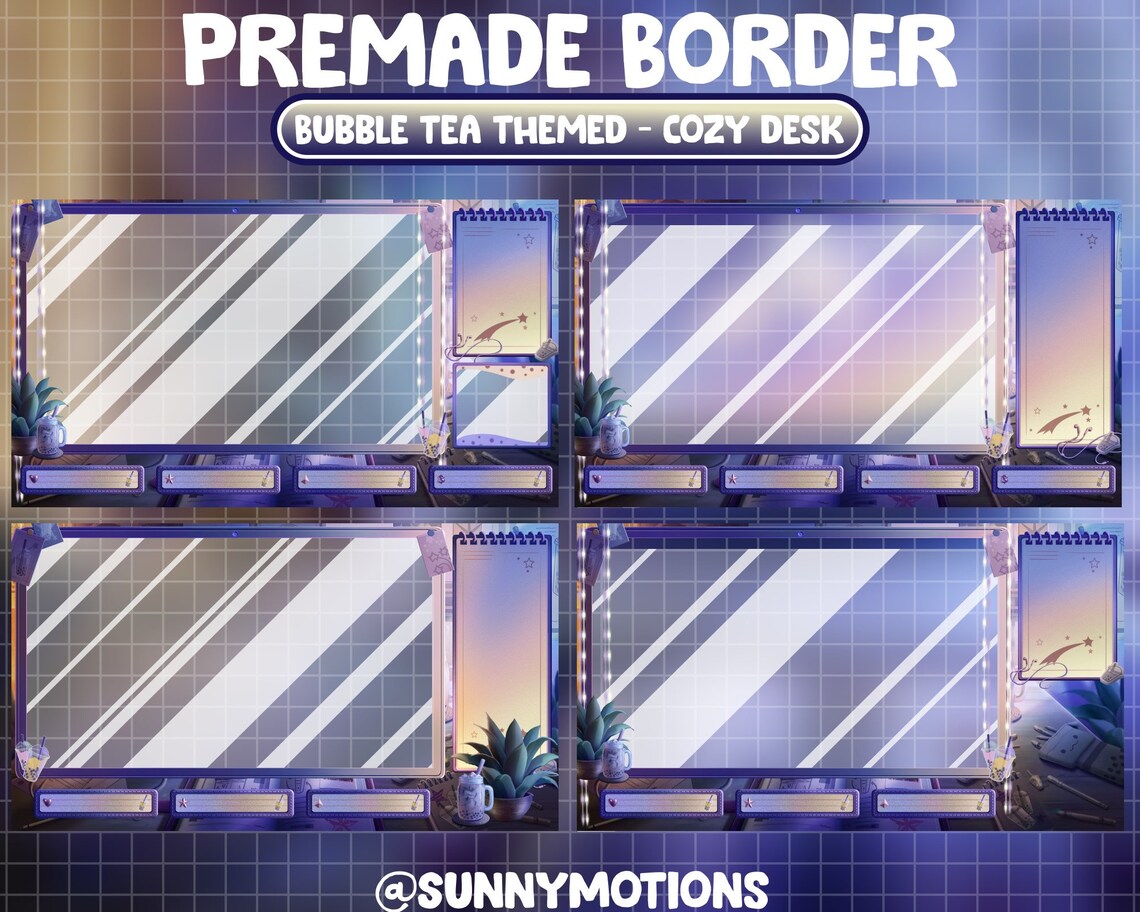 Animated Twitch Stream Package: Blue Boba Bubble Tea Overlay / - Etsy