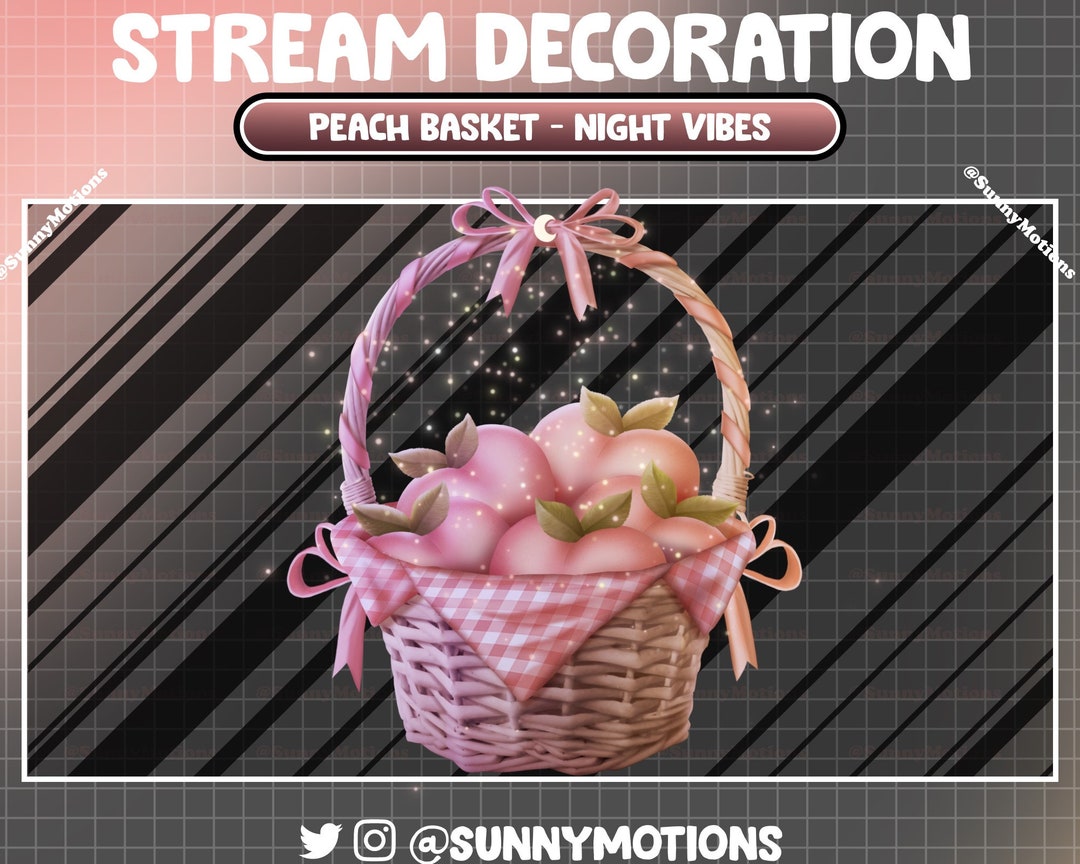 Animated Stream Decoration: Aesthetic Peach Basket, Kawaii Spring ...