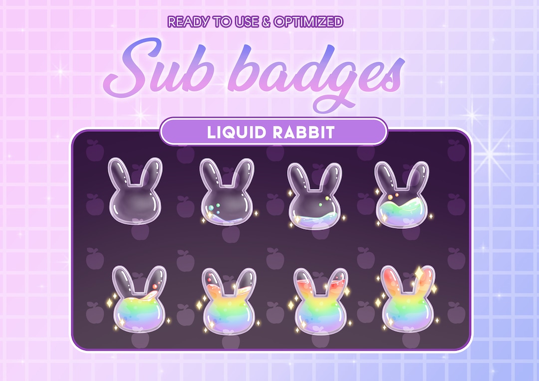 Rainbow Liquid Rabbit Bottle Twitch Sub Bit Badges / Kawaii Magic Star ...
