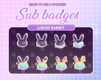 Rainbow Liquid Cat Bottle Twitch Sub Bit Badges / Kawaii Magic - Etsy