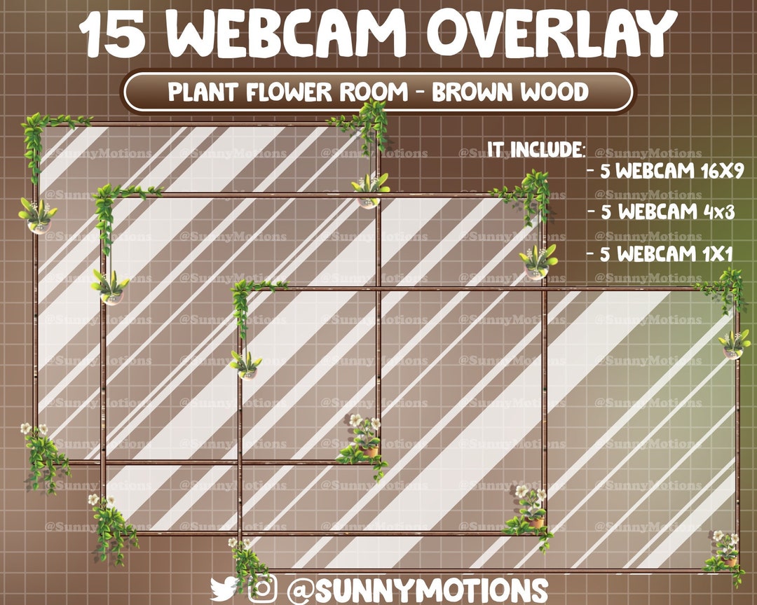 15 Animated Plant Flower Webcam Overlay, Brown Wood, Forest Decoration ...
