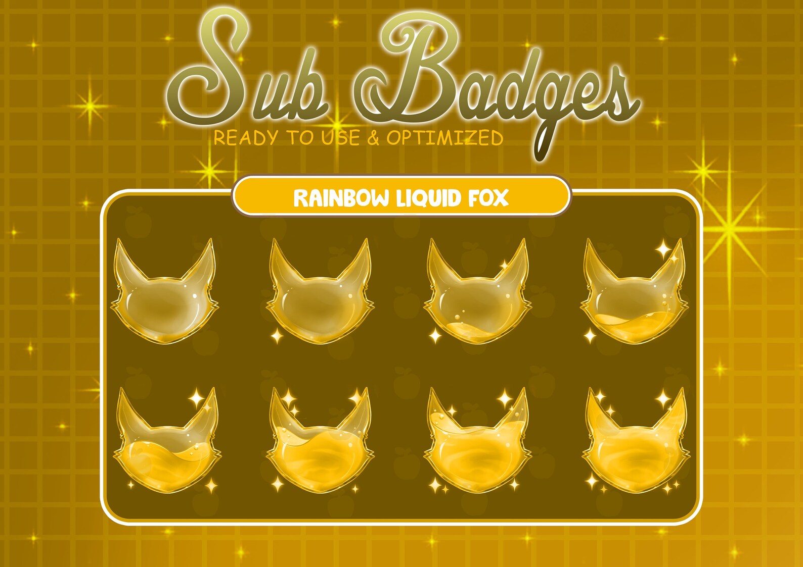 Yellow Liquid Fox Bottle Twitch Sub Bit Badges / Kawaii Shiny - Etsy
