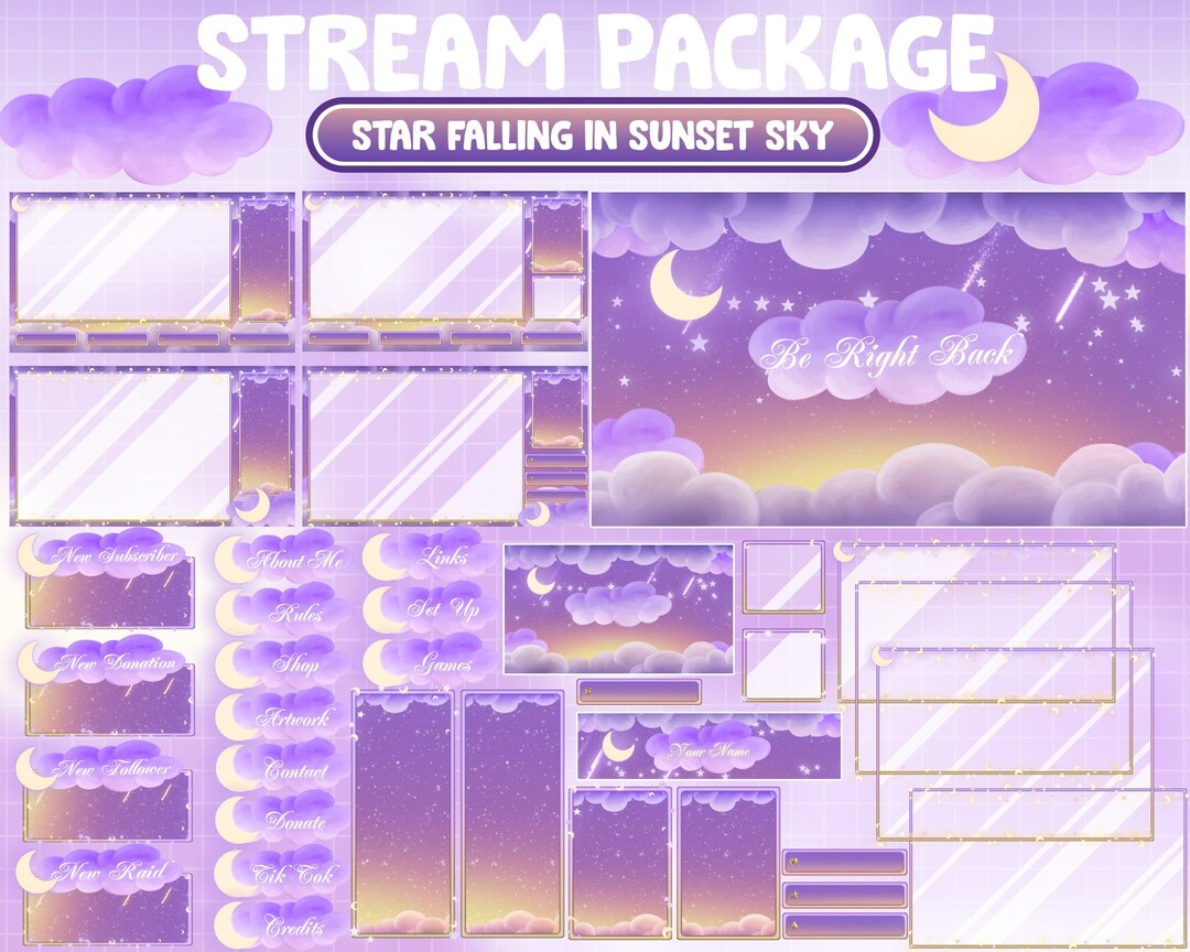 FULL ANIMATED Twitch Stream Package / Cozy Magical Sunrise Sky Overlay ...