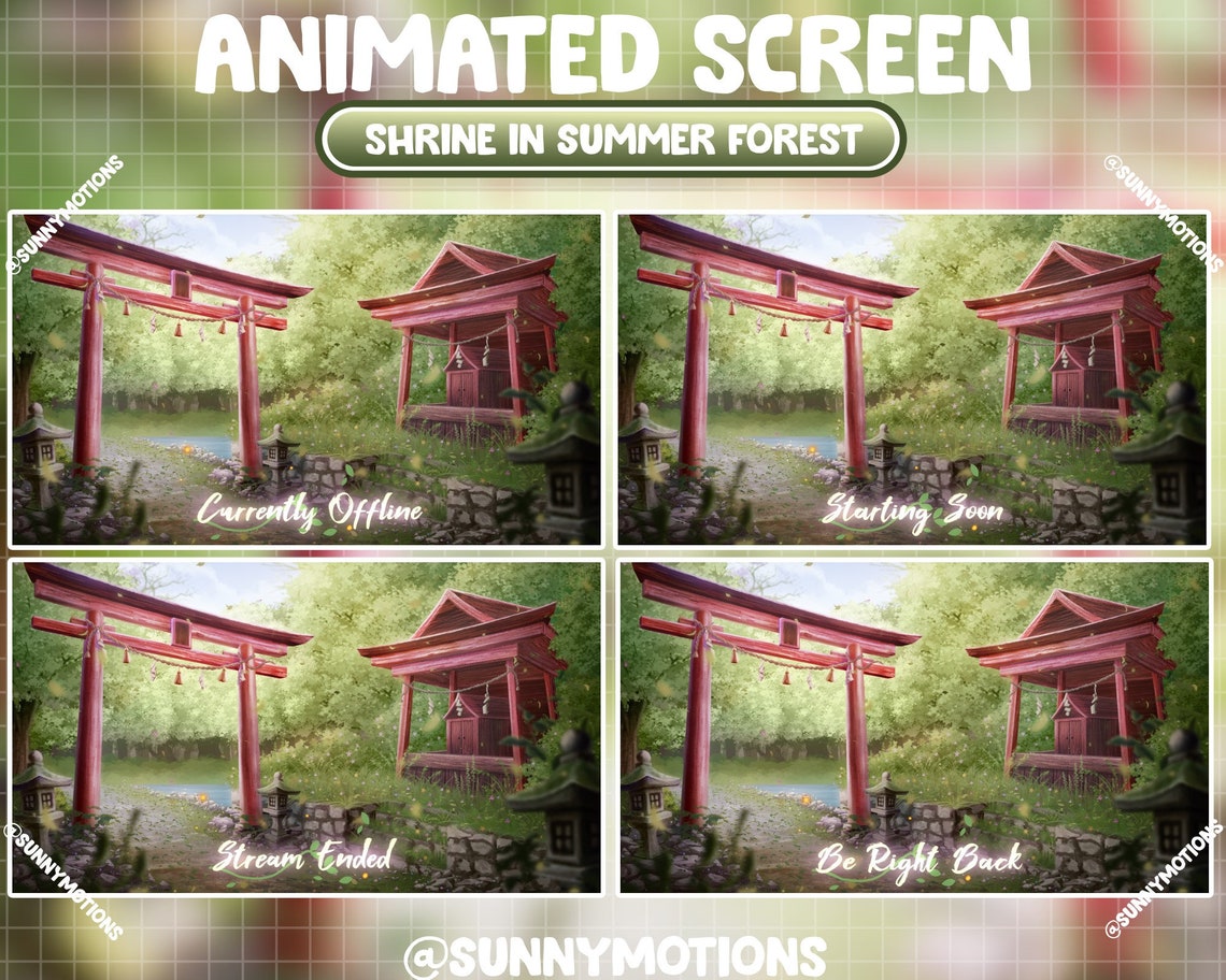 Animated Twitch Stream Package Overlay / Shrine Temple Day / Aesthetic ...