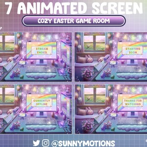 7 Animated Pascha Rainbow Game Room Set up Twitch Screen Overlay, Happy ...