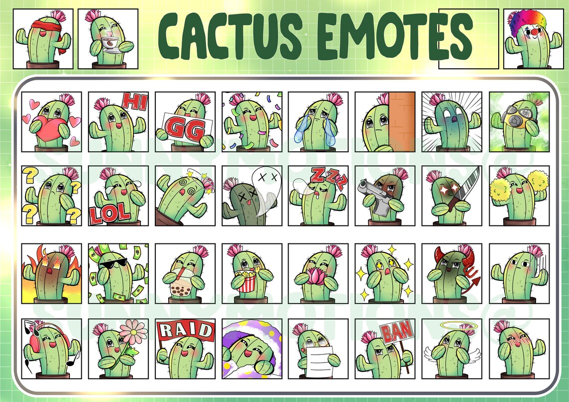 Cute Chibi Kawaii Green Cactus Plant Twitch Discord Mixer Youtube ...