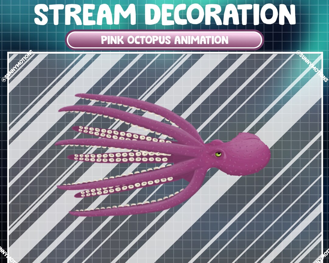 Animated Stream Decoration Swimming Pink Octopus / Fantasy Underwater ...