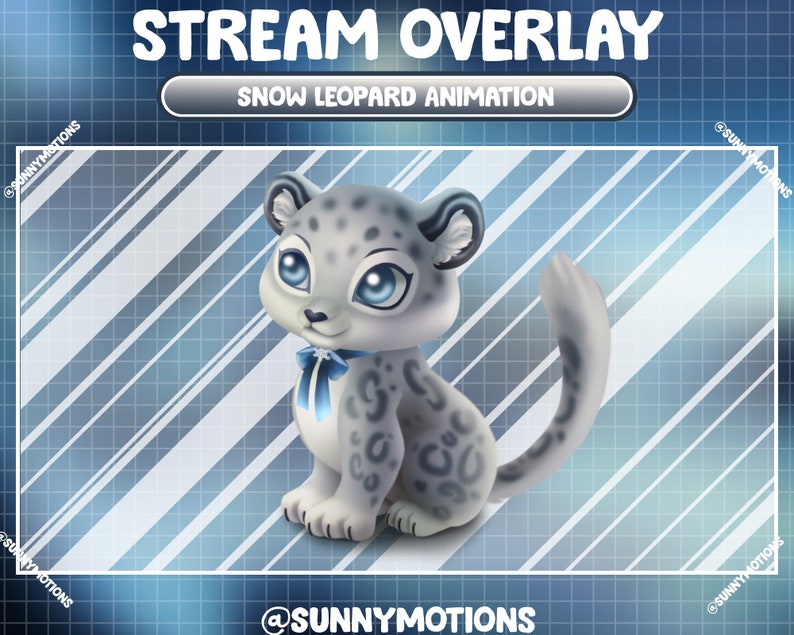 Animated Stream Decoration: Aesthetic Blue Snow Leopard / Kawaii ...