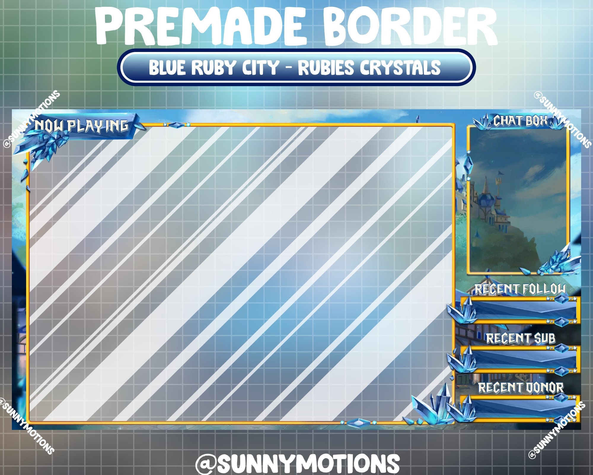 FULL ANIMATED Twitch Stream Package Overlay: Blue Ruby City, Kingdom ...