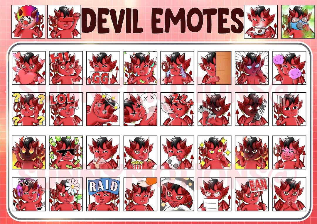 36 Twitch Halloween Red Devil Emotes Pack / Stream Evil Halloween Emote ...