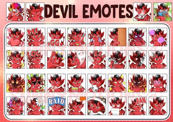 36 Twitch Halloween Red Devil Emotes Pack / Stream Evil - Etsy