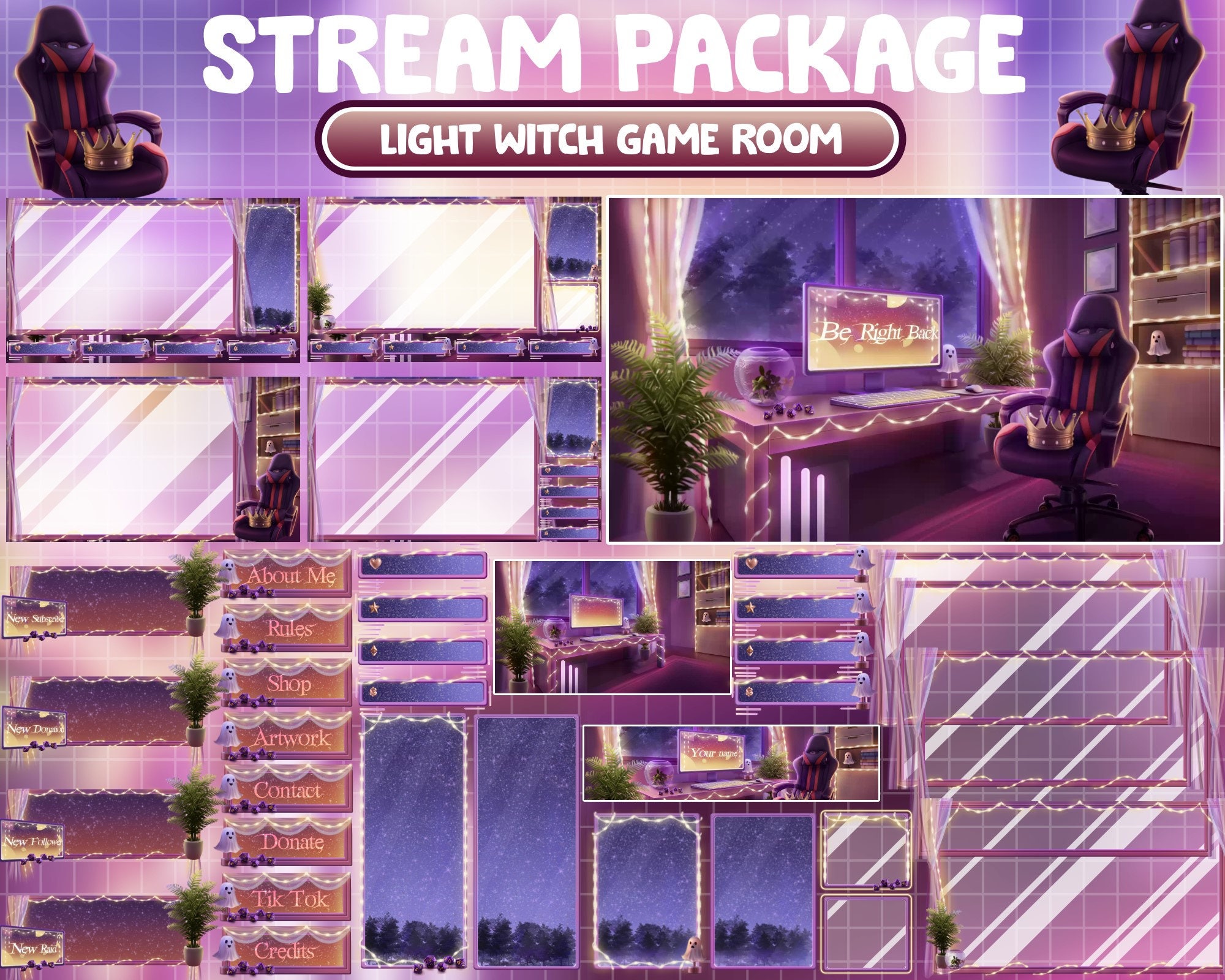 ANIMATED Twitch Overlay Stream Package / Lo-fi Aesthetic Room: Plants ...