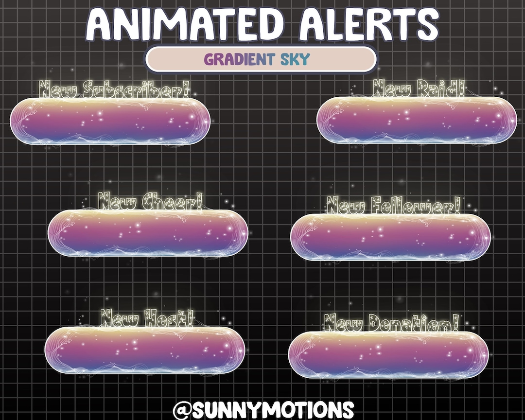 6x Animated Twitch Alerts Magical Particles Falling in Gradient Sky ...